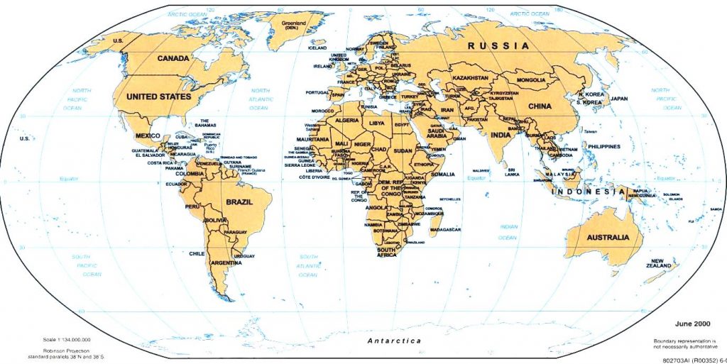 Free Large World Map With Continents [Continents Of The World]