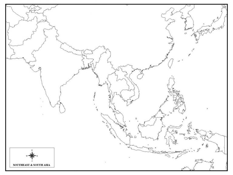 9 Free Detailed Printable Blank Map Of Asia Template In PDF
