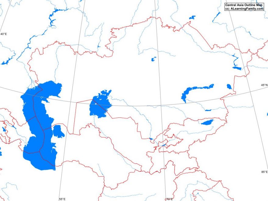 Detailed Printable Central Asia Map