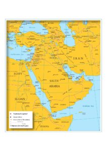Labeled Southwest Asia Map With Capitals | World Map With Countries