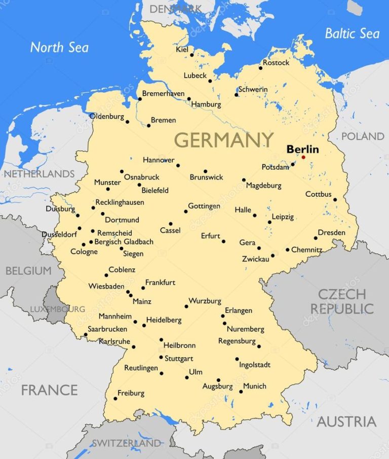 5 Free Printable Labeled And Blank Map Of Germany With Cities In PDF