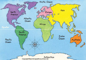 Free Printable World Map With Equator And Countries