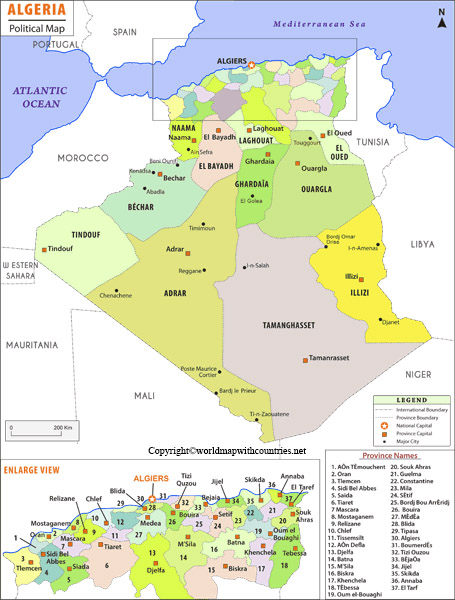 Free Printable Labeled And Blank Map Of Algeria In PDF
