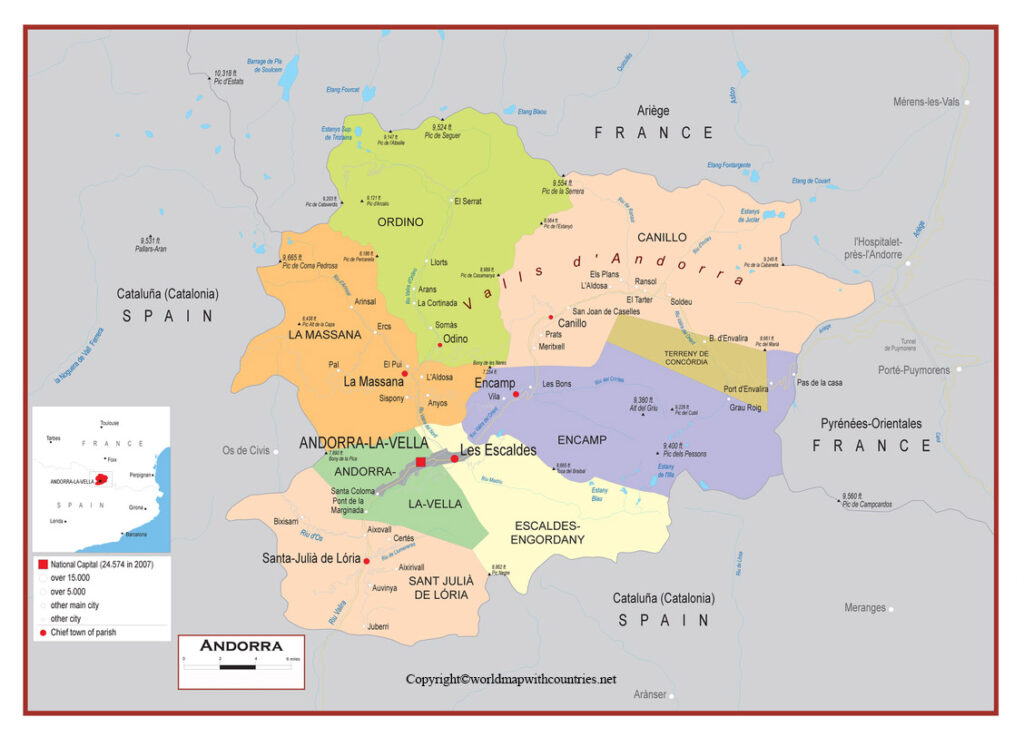 Free Printable Labeled And Blank Map Of Andorra In PDF