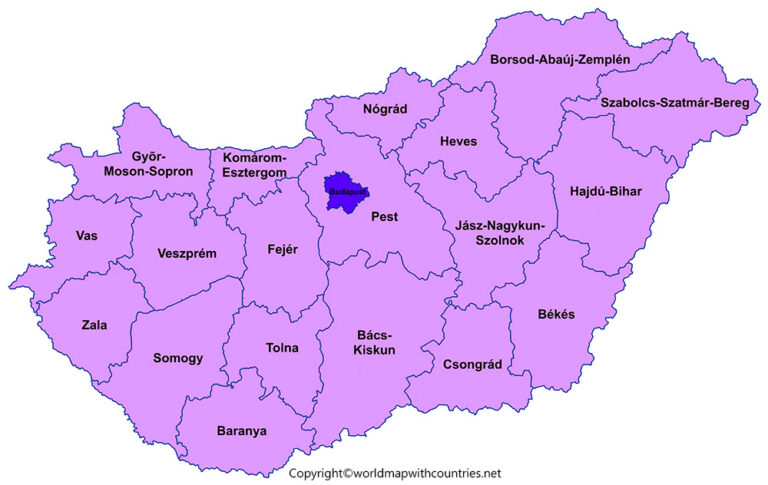 Free Printable Labeled And Blank Map Of Hungary In PDF