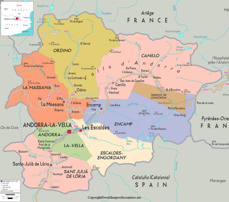 Free Printable Labeled And Blank Map Of Andorra In PDF