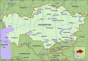 Free Kazakhstan Labeled And Blank Printable Map In PDF