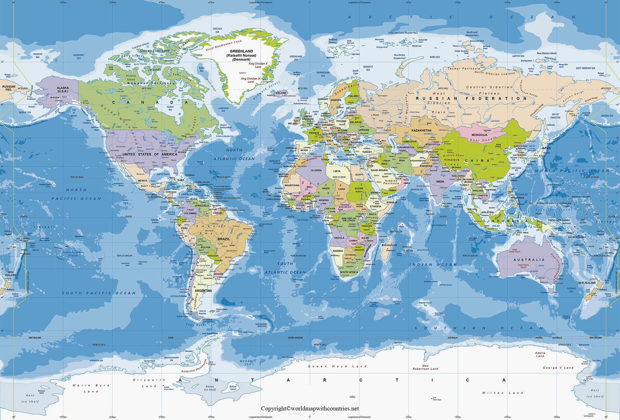 4 Printable World Maps With Longitude And Latitude