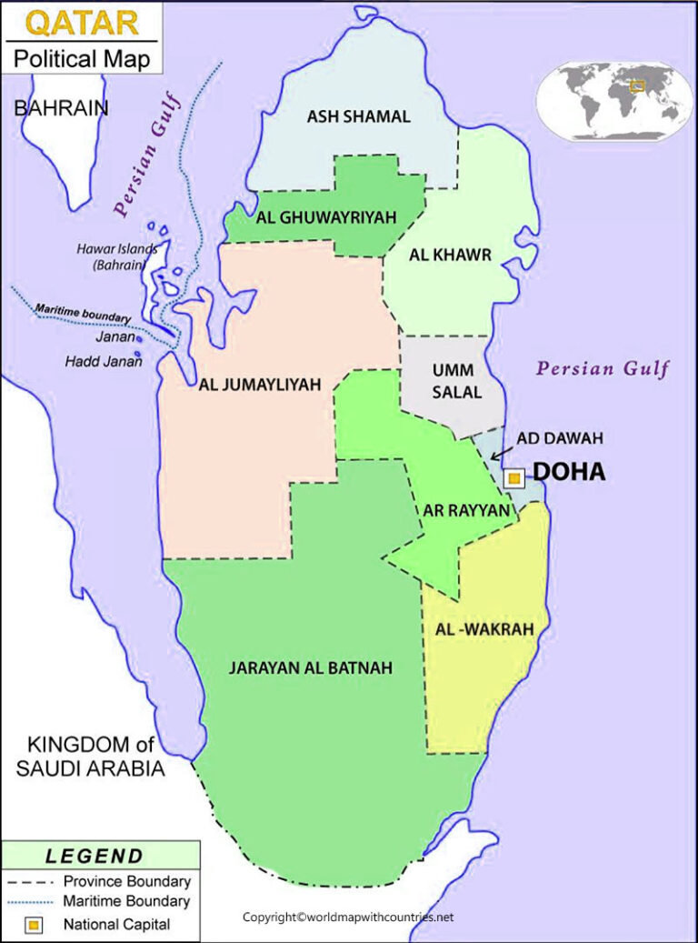 Free Printable Labeled And Blank Map Of Qatar In PDF