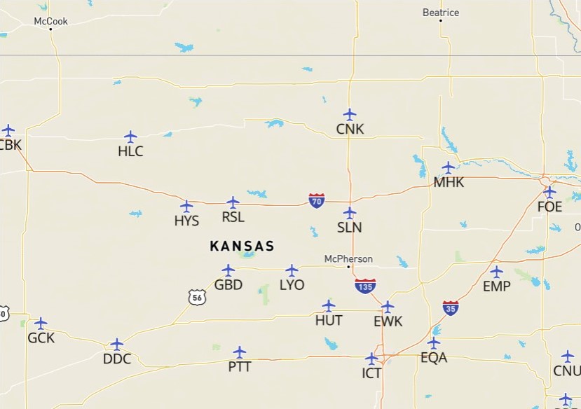 Free Kansas Airports Map And The Top 6 Airports In Kansas Free Kansas Airports Map And The Top 6 Airports In Kansas