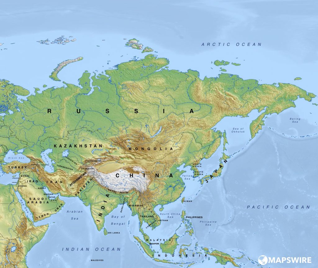 9 Free Detailed Printable Blank Map Of Asia Template In PDF