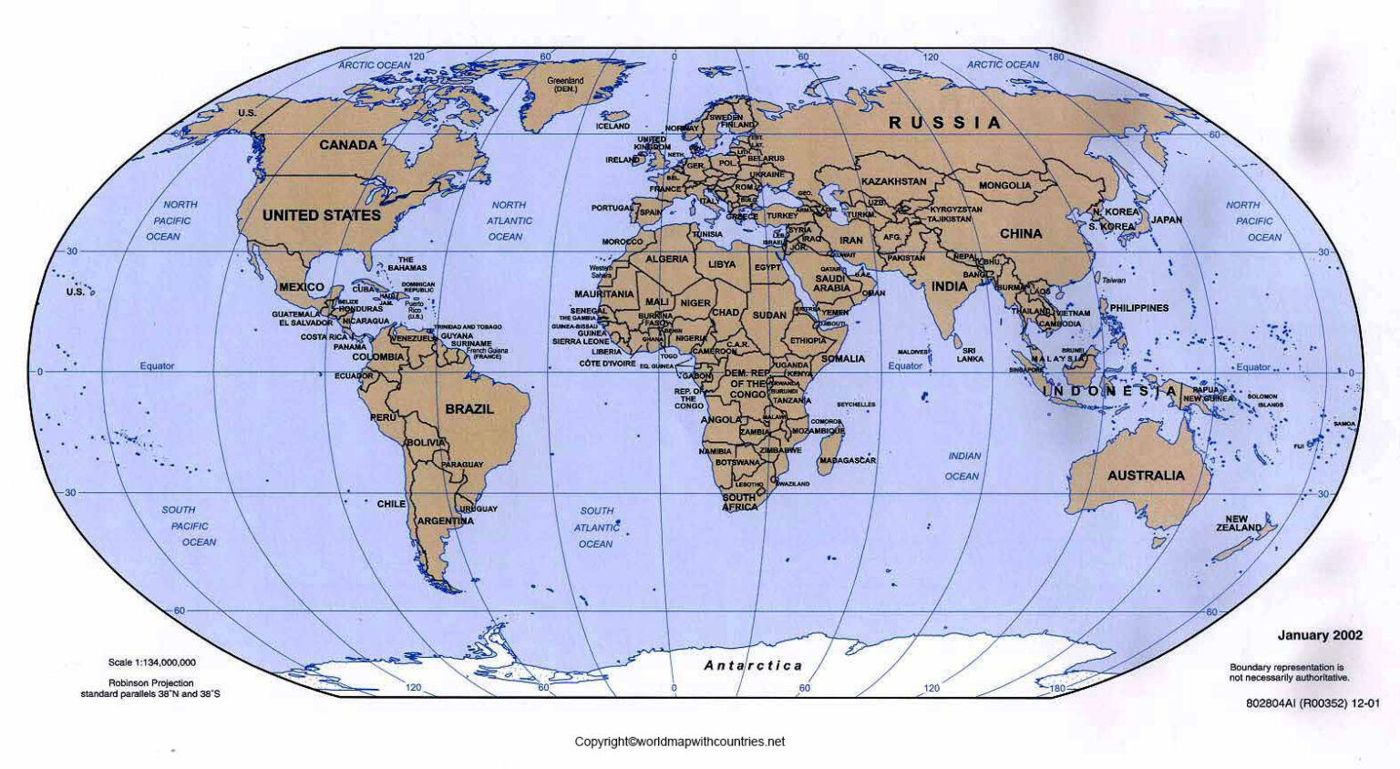 World Map With Equator And Countries | World Map With Countries