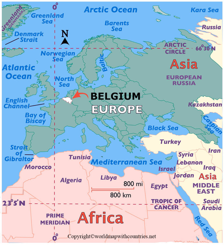 4 Free Printable Labeled And Blank Map Of Belgium On World Map In PDF ...