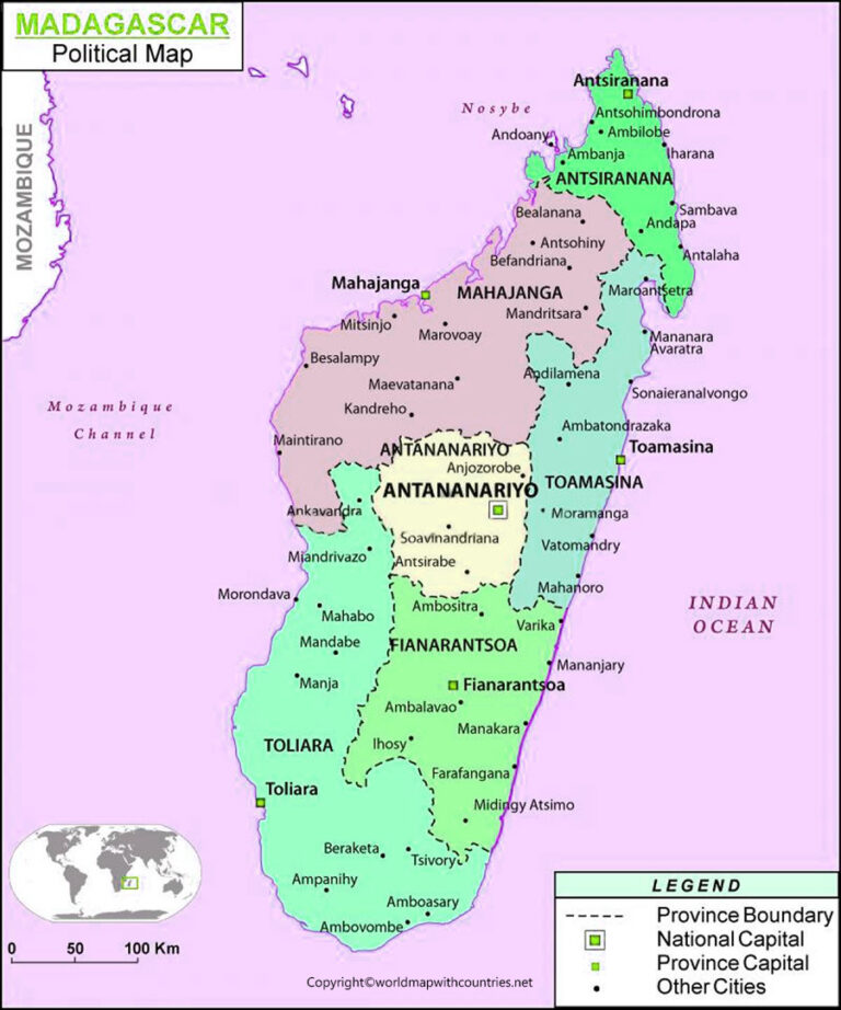 Free Printable Labeled And Blank Map Of Madagascar In PDF
